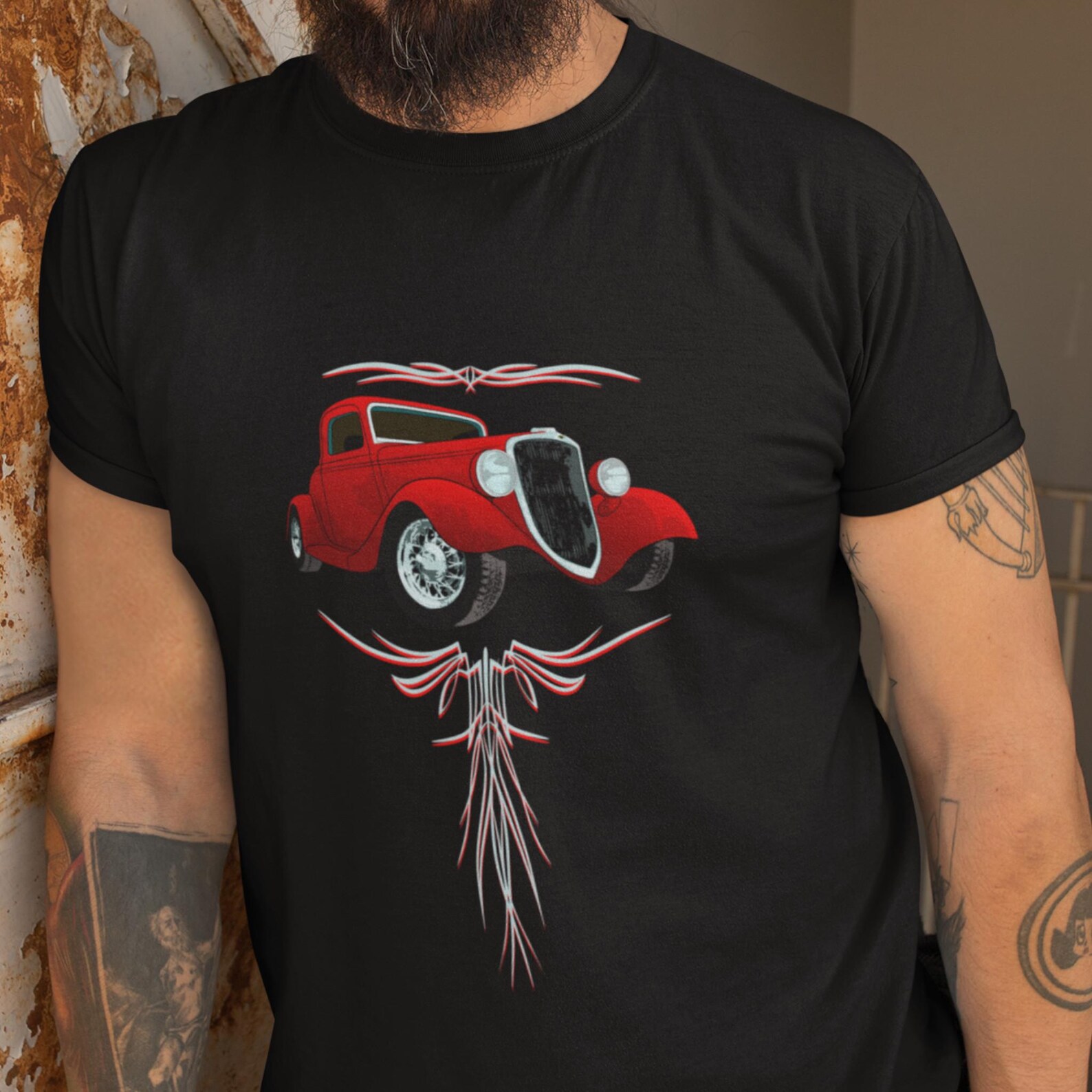 Classic Car Shirt Featuring a Red 34 Ford Hot Rod, 30's Street Rod With ...