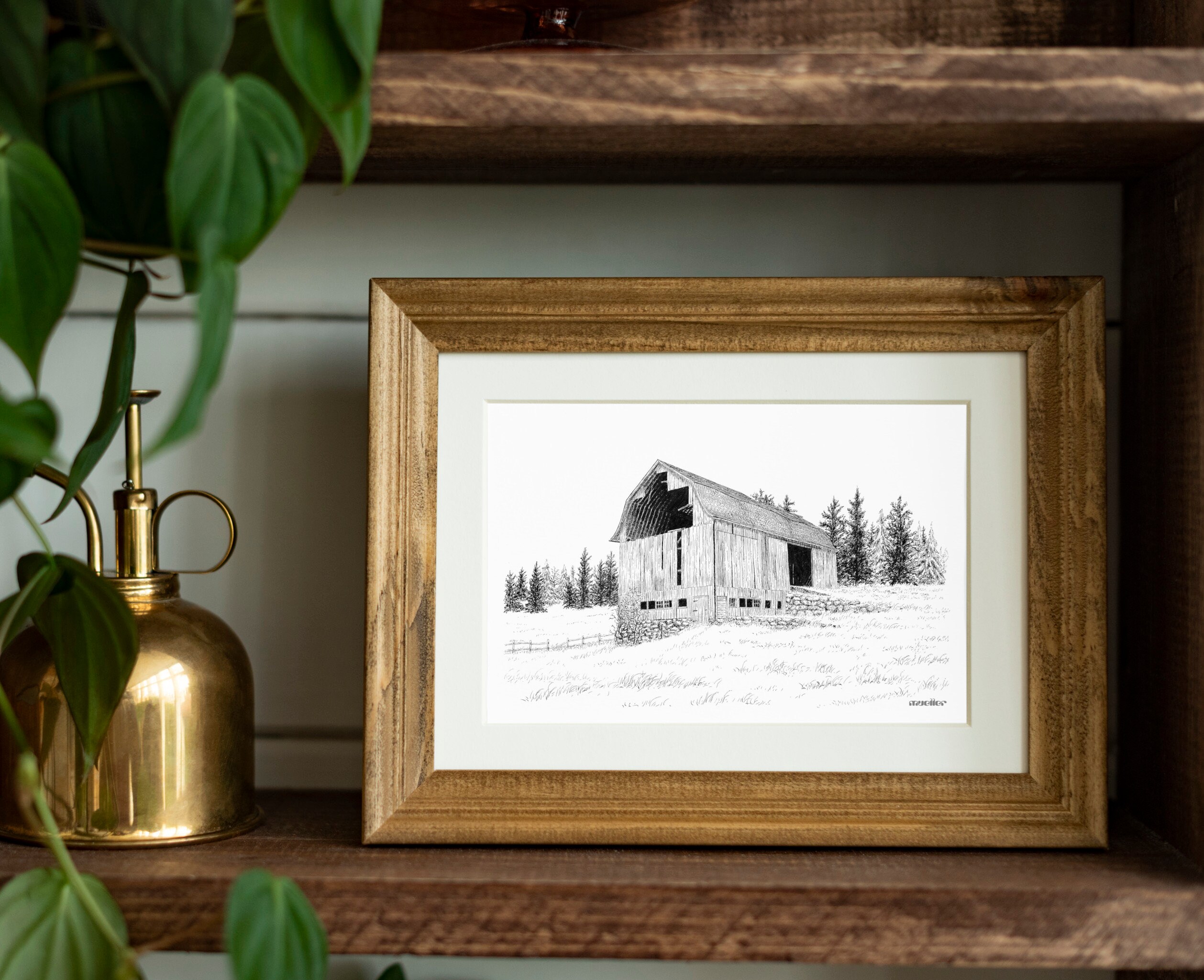 Rustic Old Barn Pen and Ink Drawing Wall Art, 8 X 12 Unframed, Original ...