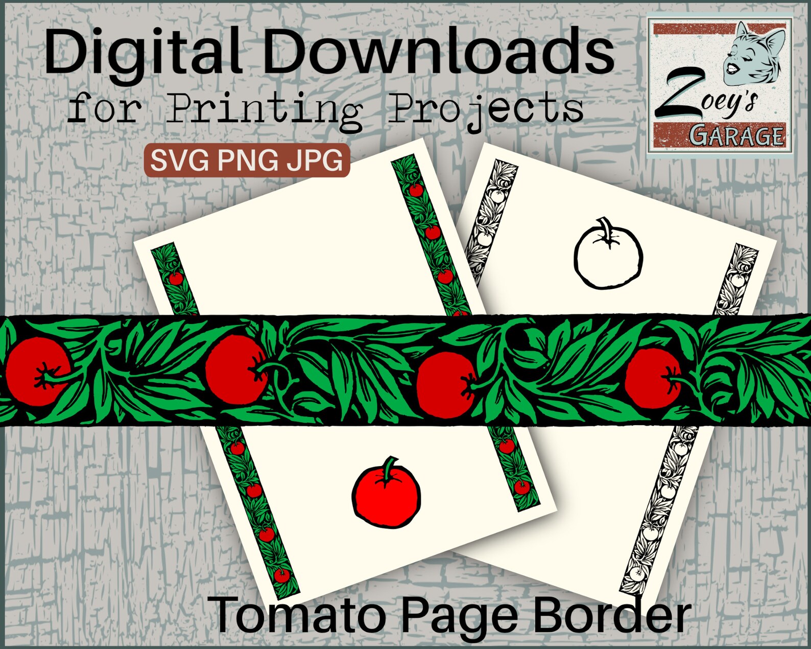 Gardening Theme Page Borders Printable Tomato Clip Art SVG | Etsy