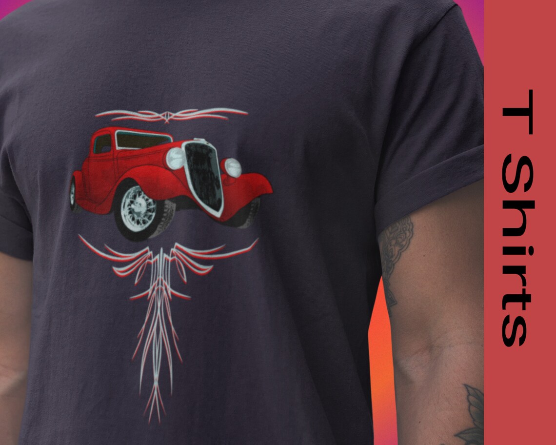 Classic Car Shirt Featuring a Red 34 Ford Hot Rod, 30's Street Rod With ...
