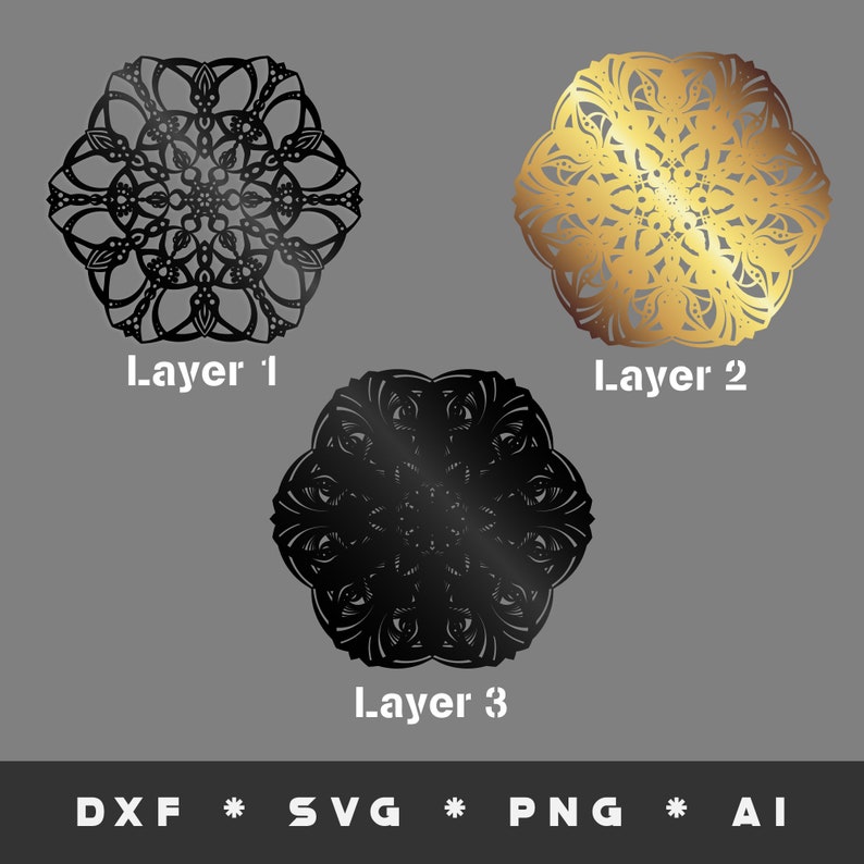 M02 - Mandala DXF File for Laser, Laser Cut Mandala Dxf Pattern, Multi ...