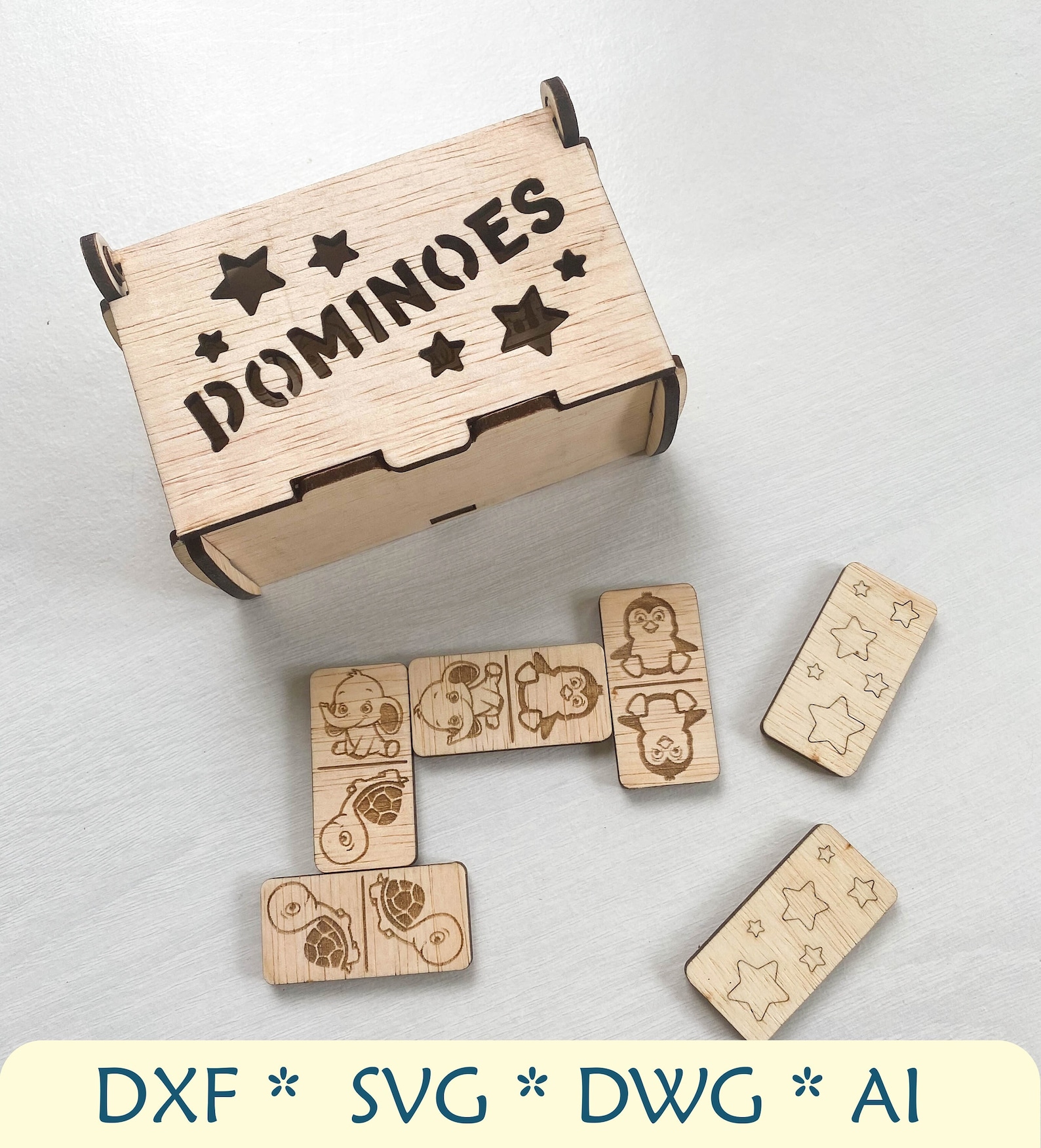 Dominoes Animals Laser Cut File, Domino Set for Kids, Family Game ...