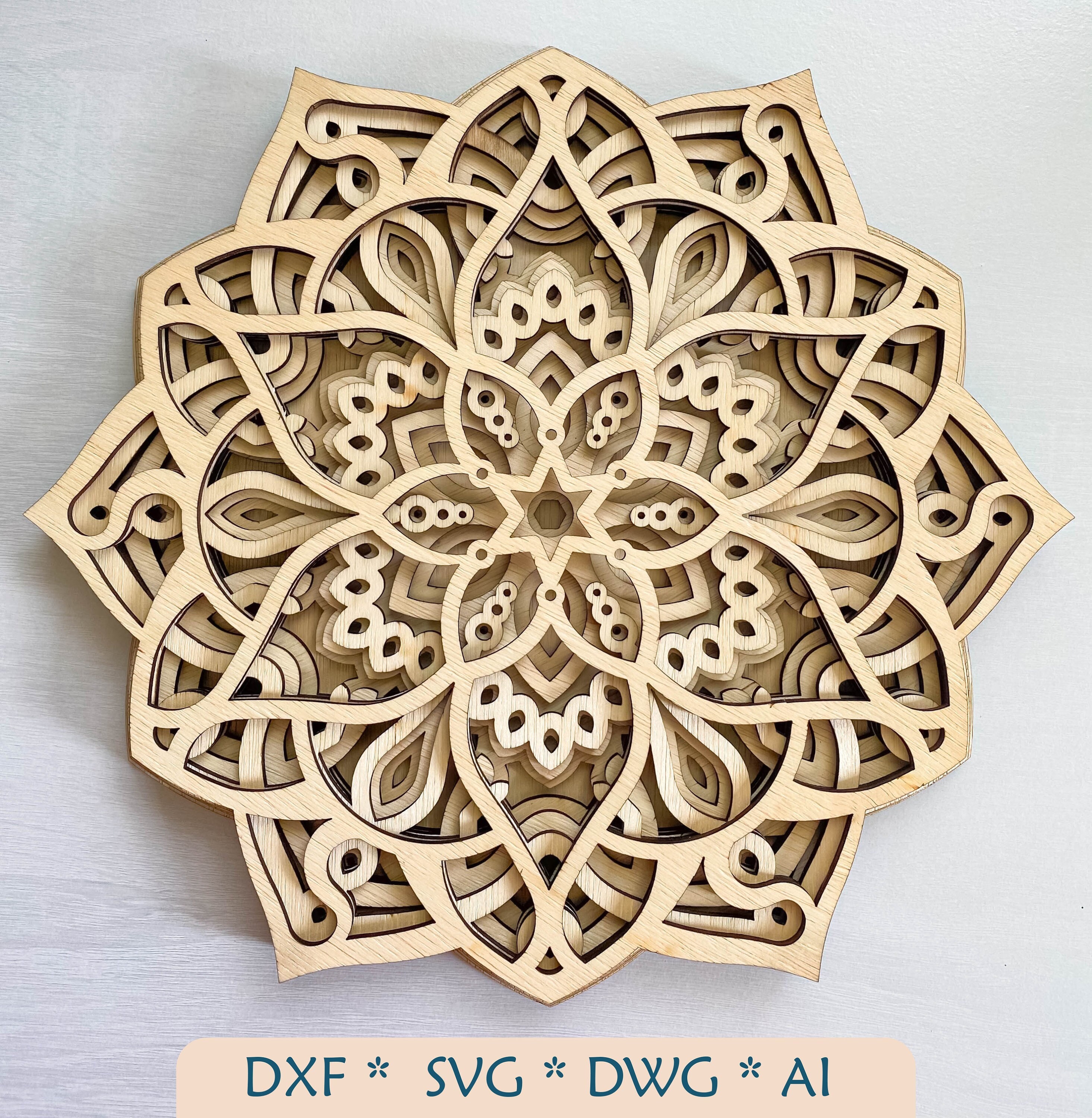 M01 - Mandala Multi Layer 3D Digital File, Mandala Dxf Files for Cricut ...