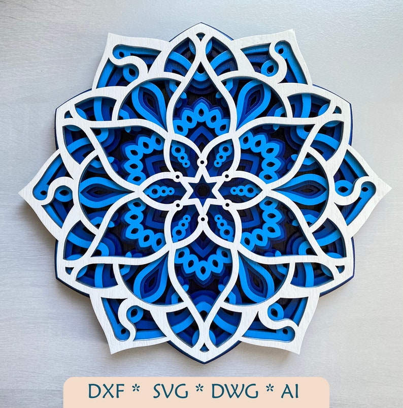M01 - Mandala Multi Layer 3D Digital File, Mandala Dxf Files for Cricut ...