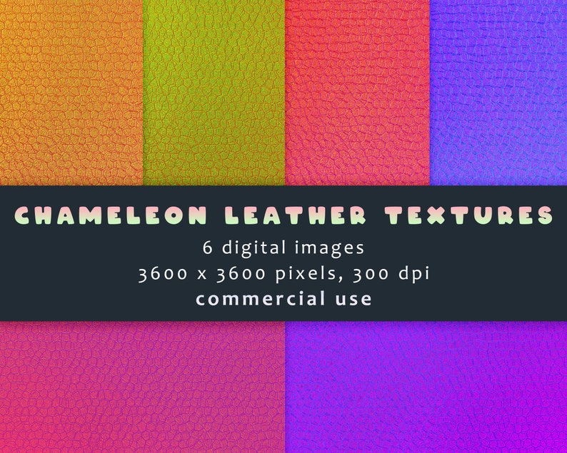 Leather Textures Digital Paper | Seamless Chameleon Skin 6 Color ...