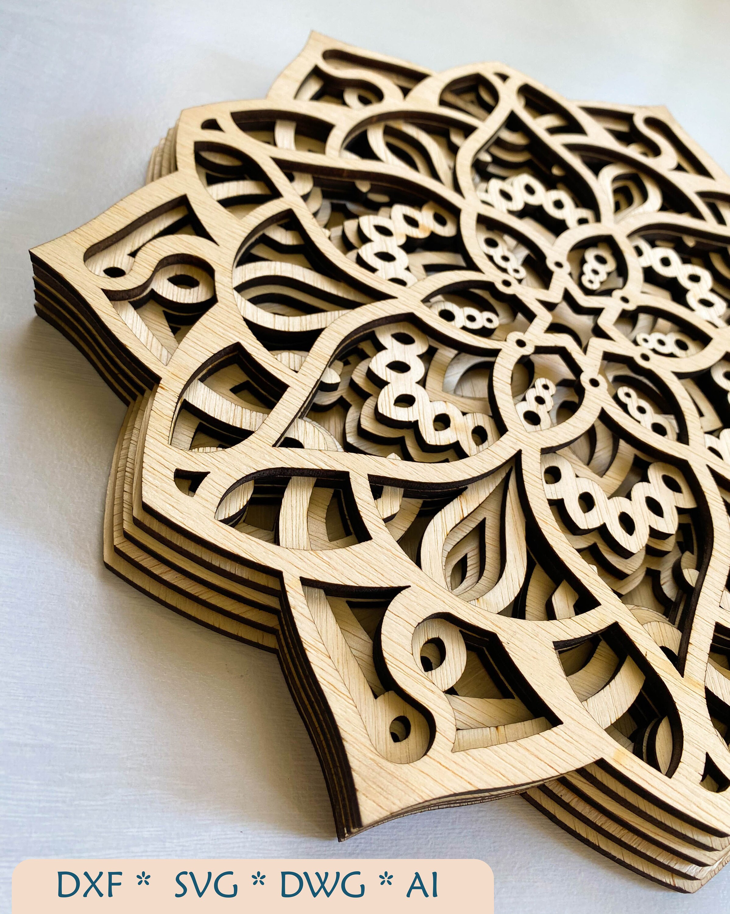 M01 Mandala Multi Layer 3D Digital File Mandala Dxf Files - Etsy