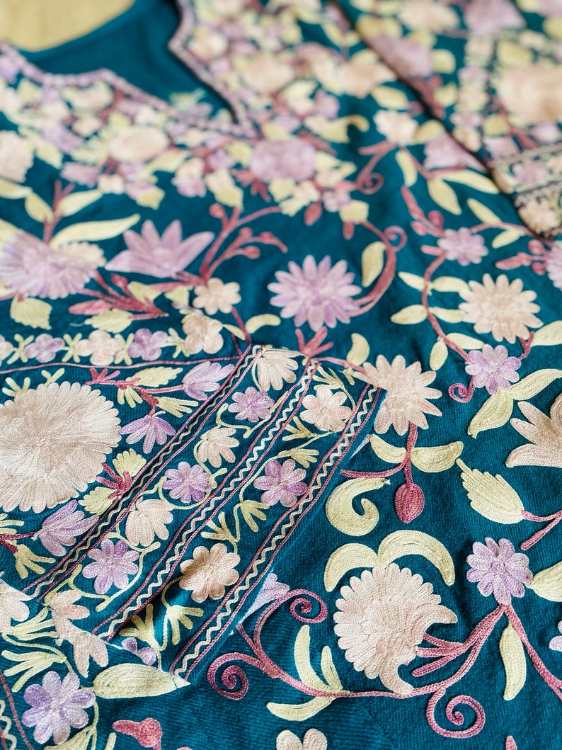 Kashmiri Phern Dress Jama Ari Work Kurti Women Kurta Paisley Aari ...