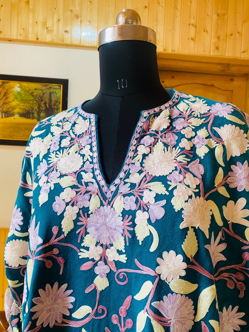 Kashmiri Phern Dress Jama Ari Work Kurti Women Kurta Paisley Aari ...