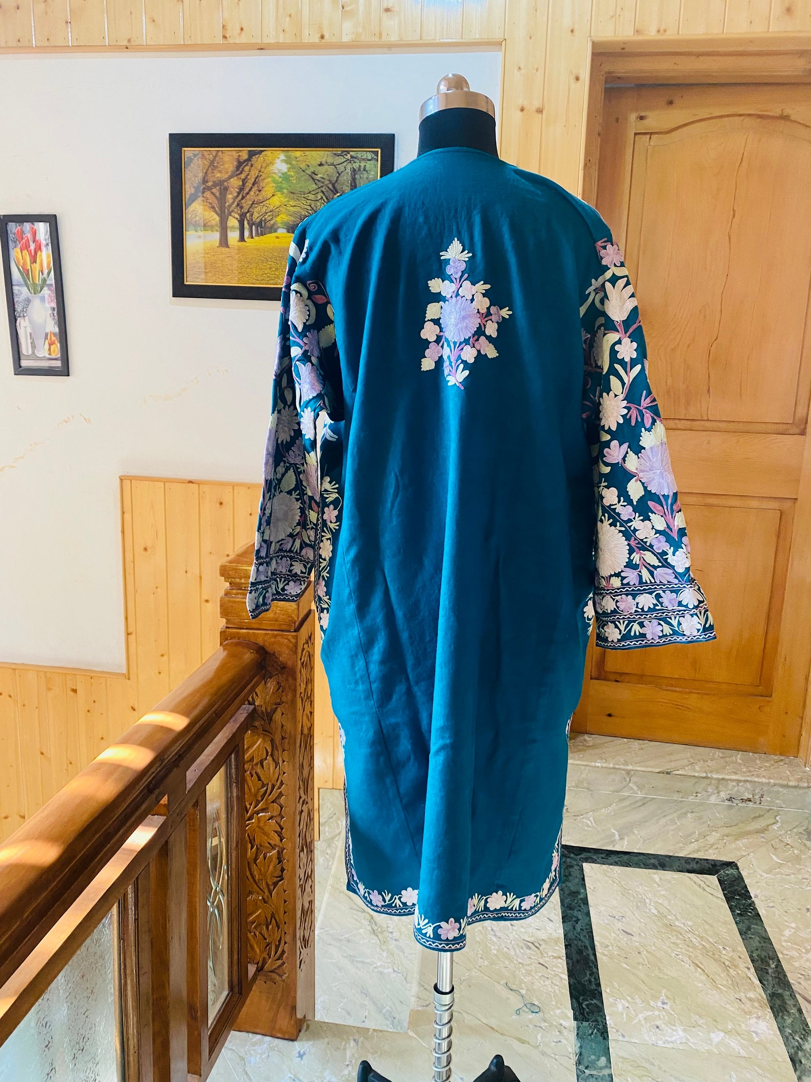 Kashmiri Phern Dress Jama Ari Work Kurti Women Kurta Paisley Aari ...
