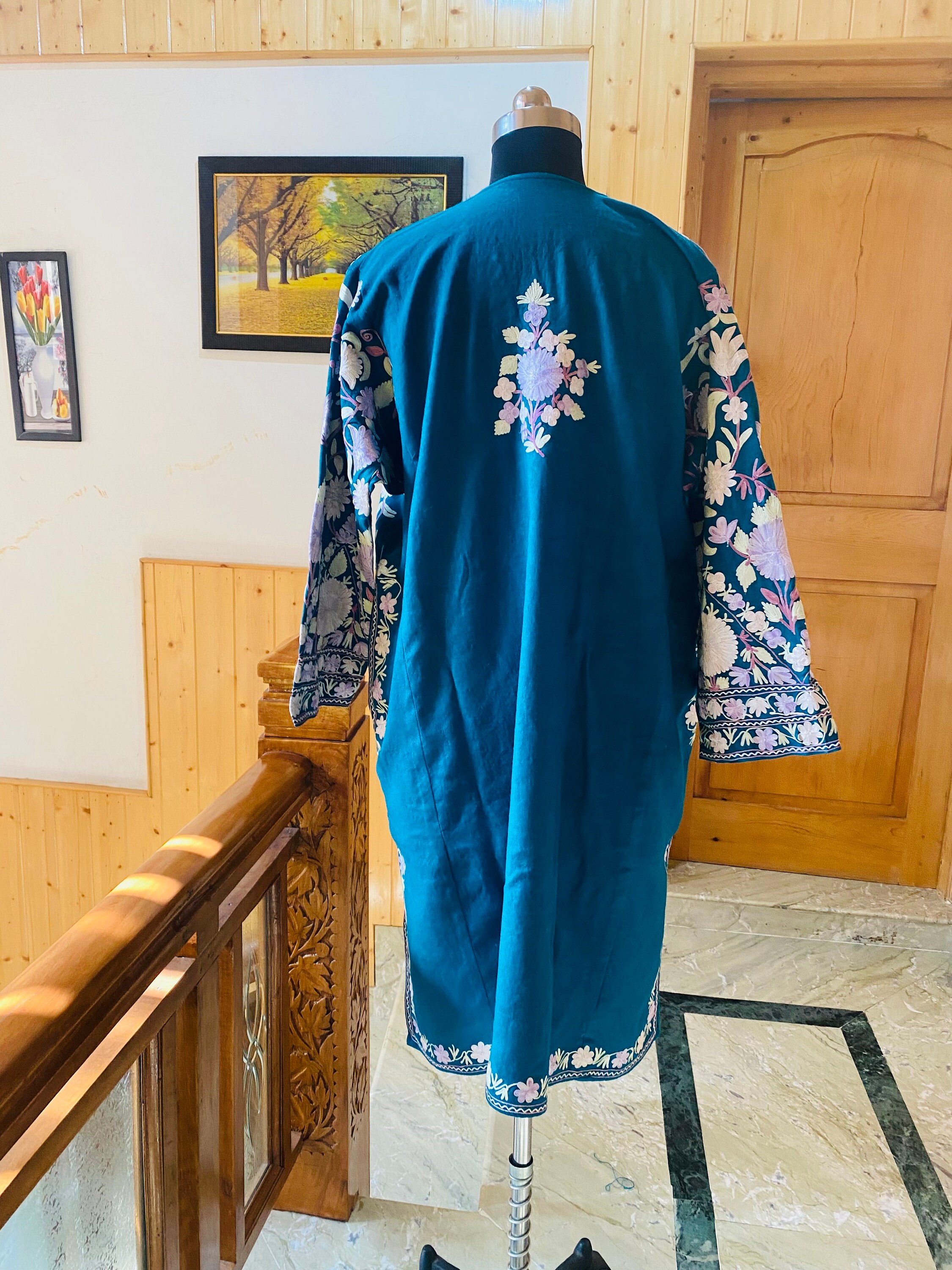 Kashmiri Phern Dress Jama Ari Work Kurti Women Kurta Paisley Aari ...