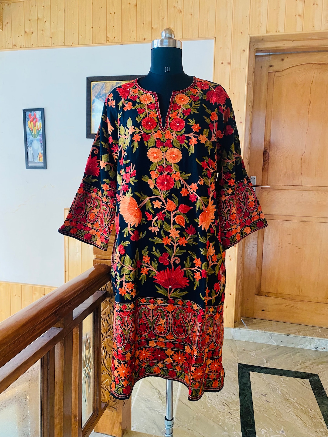 Kashmiri Phern Dress Jama Ari Work Kurti Women Kurta Paisley - Etsy