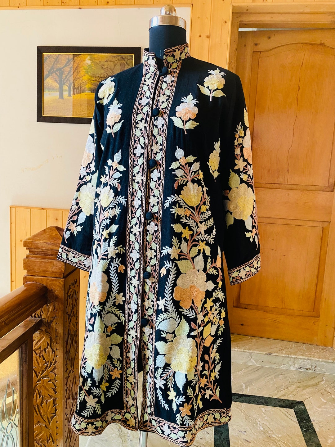 Embroidered Coat , Kashmiri Jacket, Ethnic Coat , Long Kashmiri Coat ...
