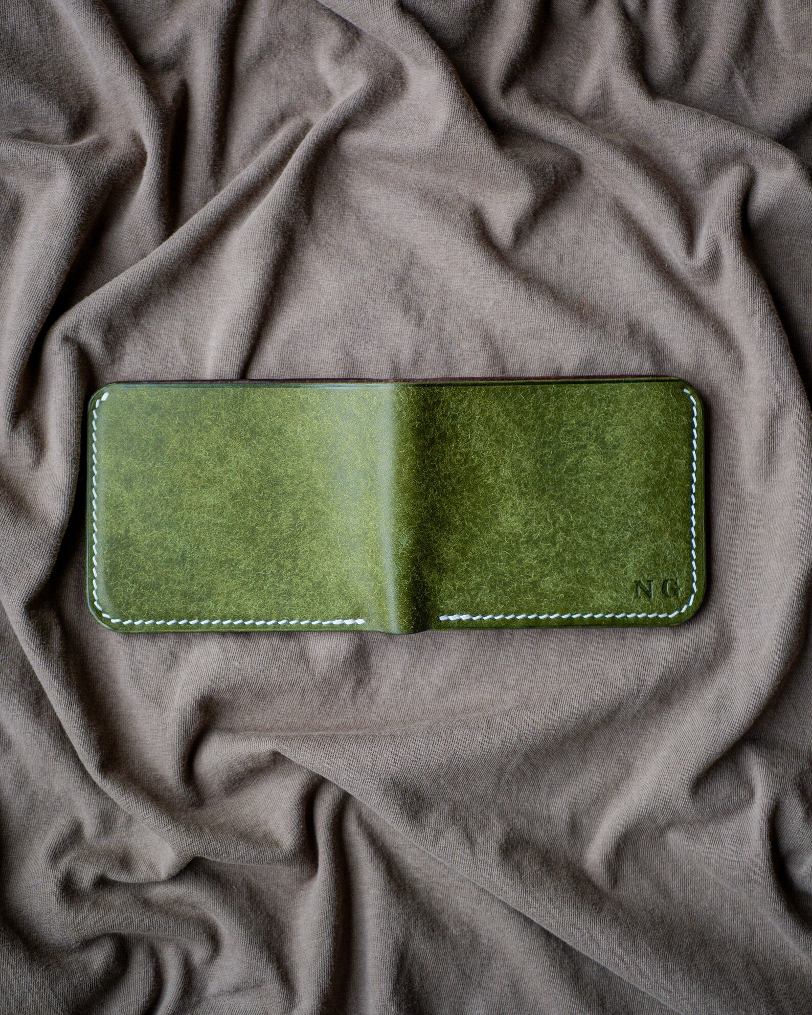 Green Leather Mens Wallet, Front Pocket Bifold Wallet, Leather Credit ...