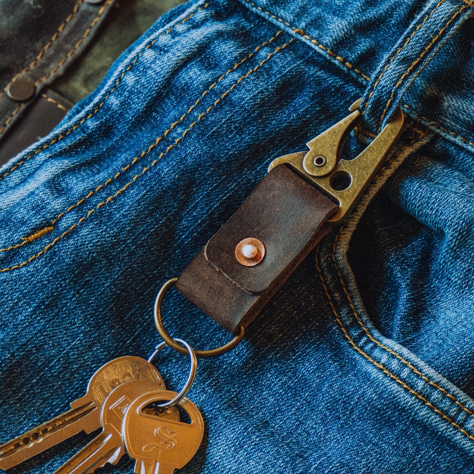 Leather Carabiner Keychain Key Holder Key Organizer Men's Leather ...