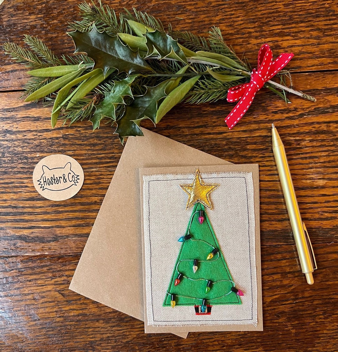Handmade Christmas Card, Christmas Tree, Applique and Free Motion ...
