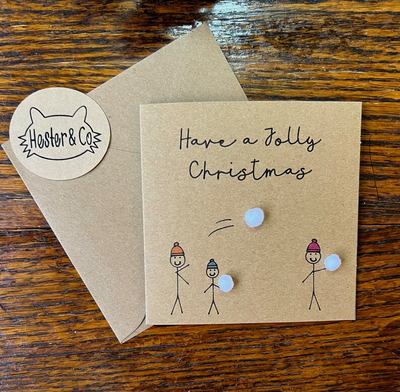Handmade Christmas Card Stick Figure Fun Design Seasonal - Etsy