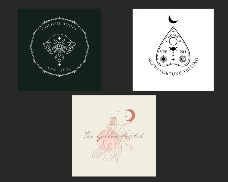 5 Witchy Celestial Logos Template Custom Logo Branding Small - Etsy