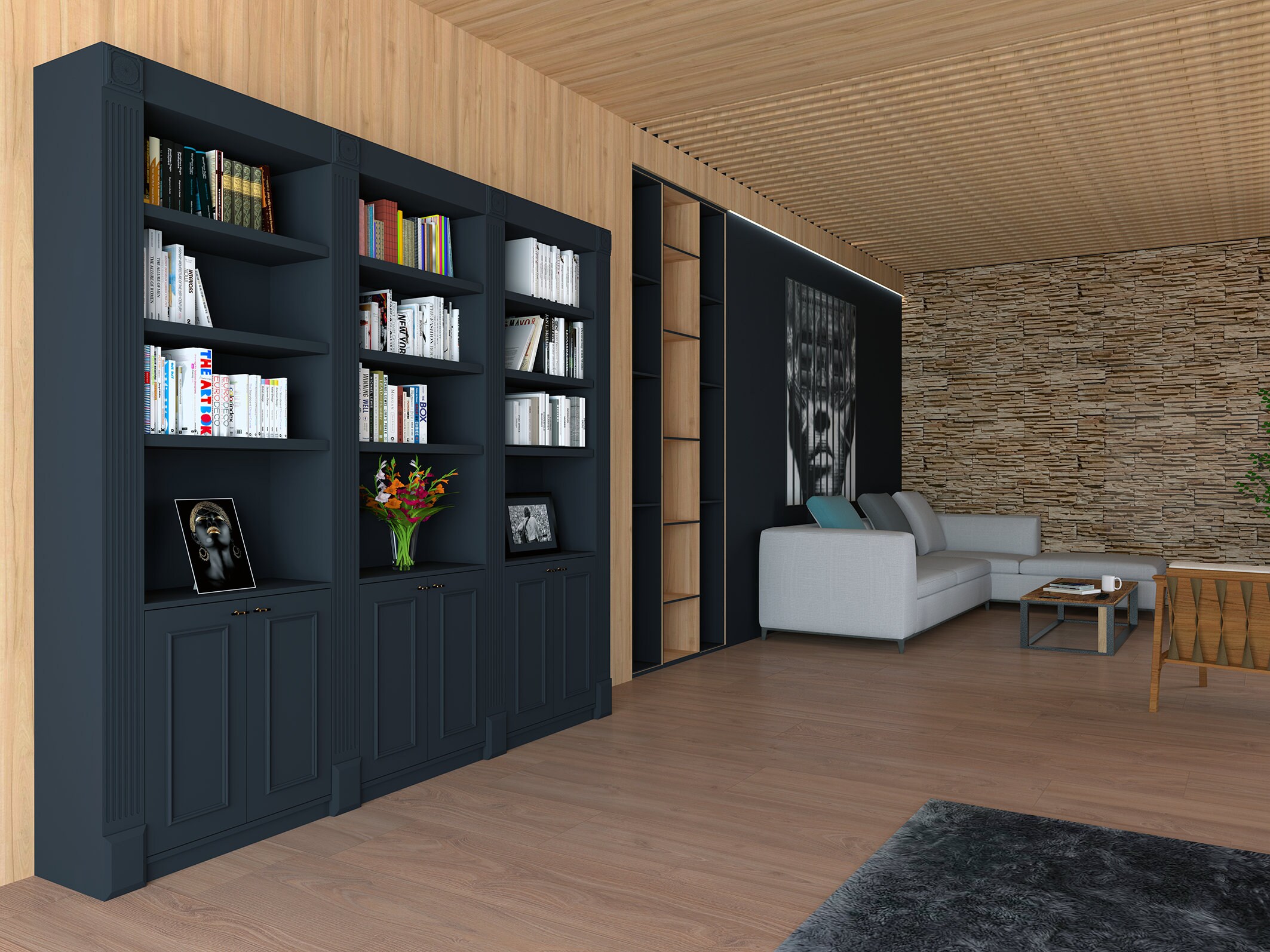 Customised Triple Bookcase/bookshelf With LED Lights - Etsy UK