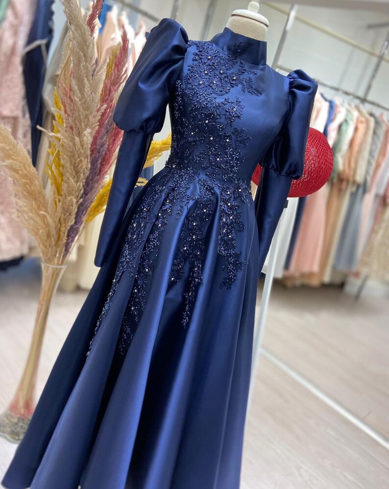 Princess Model Navy Blue Color Special Four Layer Woven - Etsy