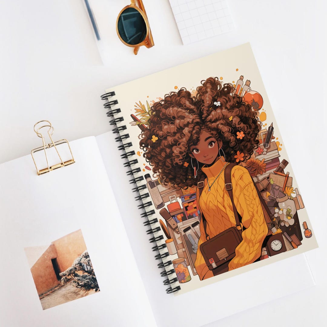 Back to School Gifts, Spiral Notebook - Ruled Line, Black Girl Notebook ...