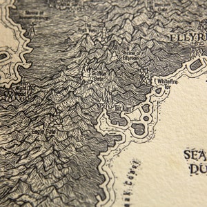 Large Ulthuan of Warhammer Map, Illustrated, Hand Printed on Hand Made ...