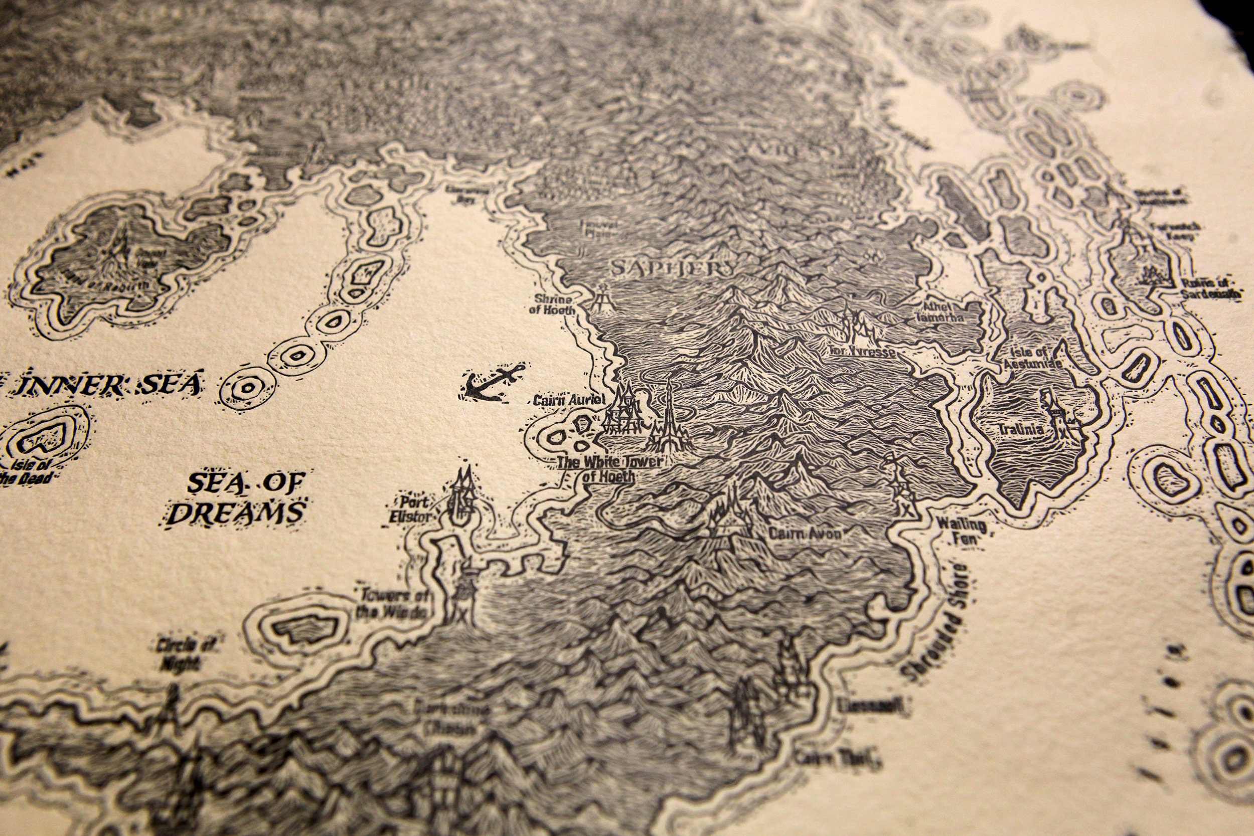 Large Ulthuan of Warhammer Map, Illustrated, Hand Printed on Hand Made ...
