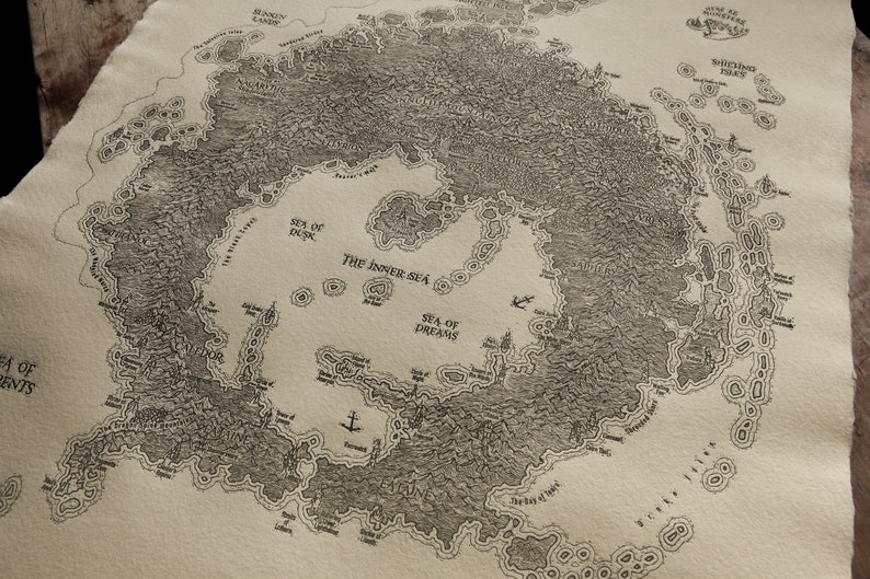 Large Ulthuan Map (warhammer) – Illustrated, Hand Printed on Hand Made ...
