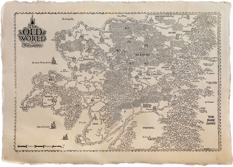 Warhammer Old World Map – Letterpress Print on Handmade Paper - Etsy ...