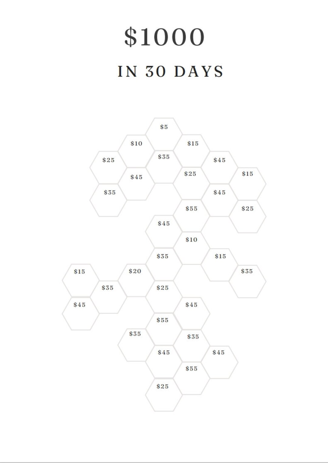 1000 Savings in 30 Days Printable-budget Savings-financial Organizer ...