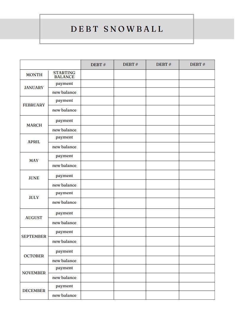 Debt Snowball Printable-debt Payoff Printable-snowball Tracker-credit ...