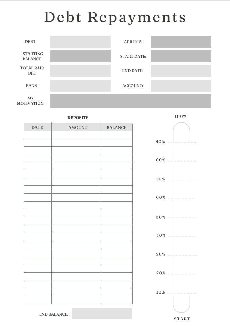 Debt Payment Tracker Printable-debt Tracker Printable-debt Snowball ...