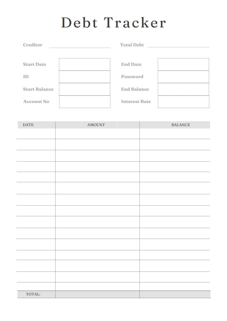 Debt Payment Tracker Printable-debt Tracker Printable-debt Snowball ...