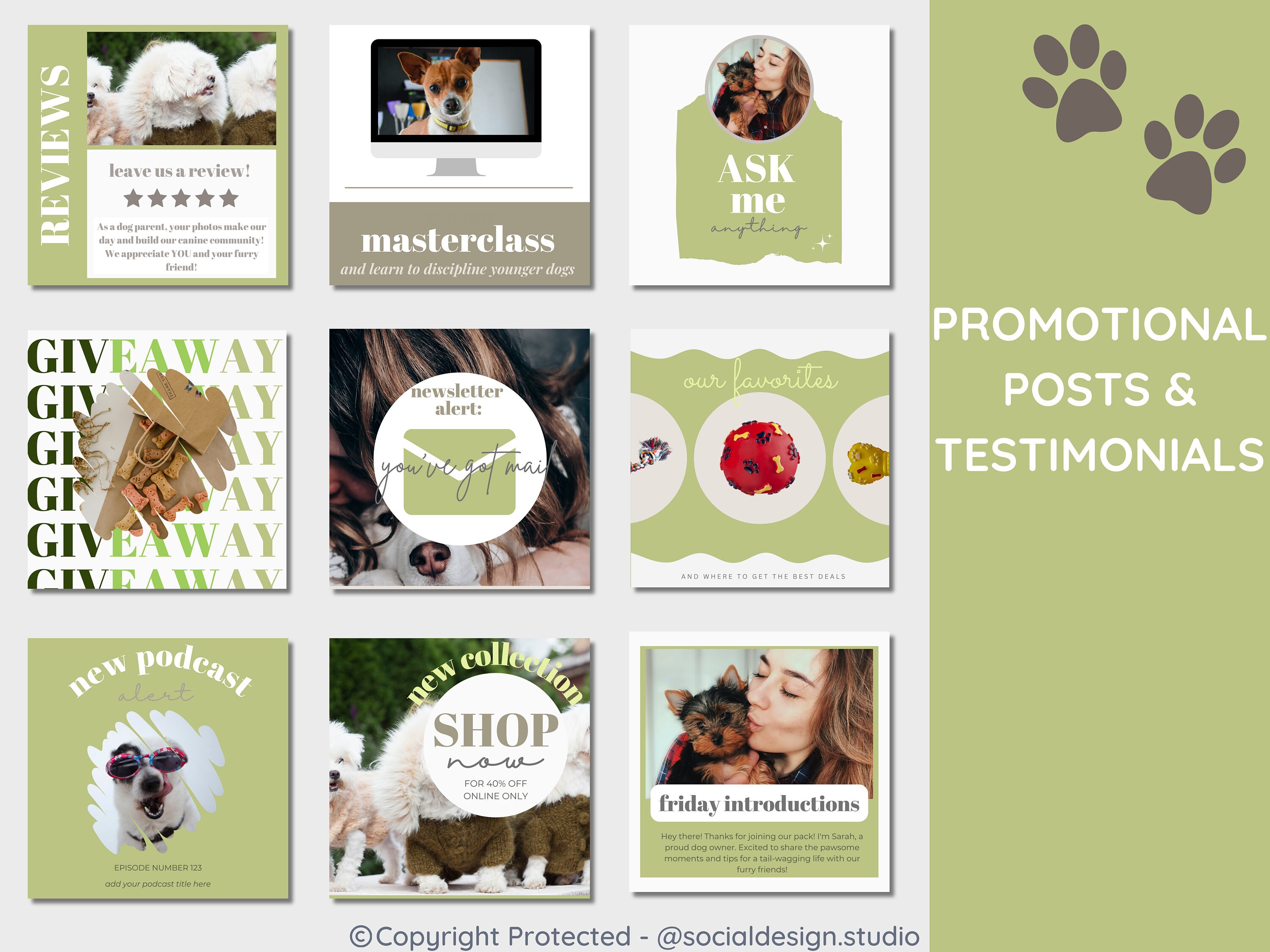 150 Dog Lover Instagram Post Canva Templates Engagement Booster for ...