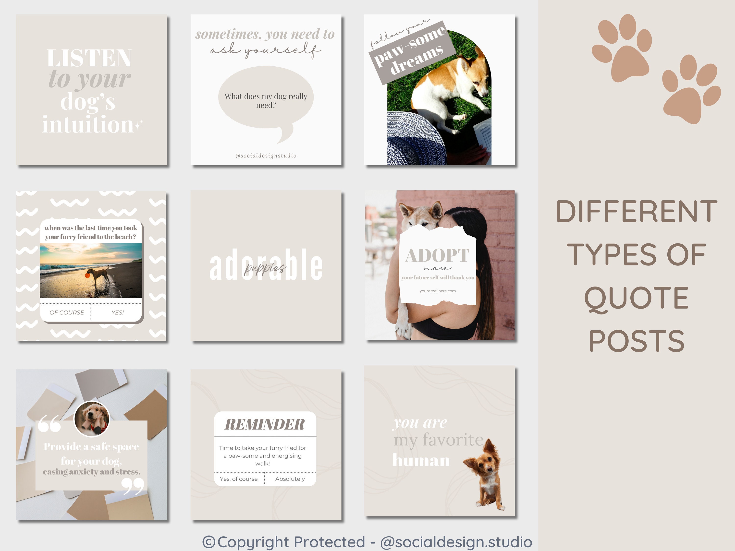 150 Dog Lover Instagram Post Canva Templates Engagement Booster for ...