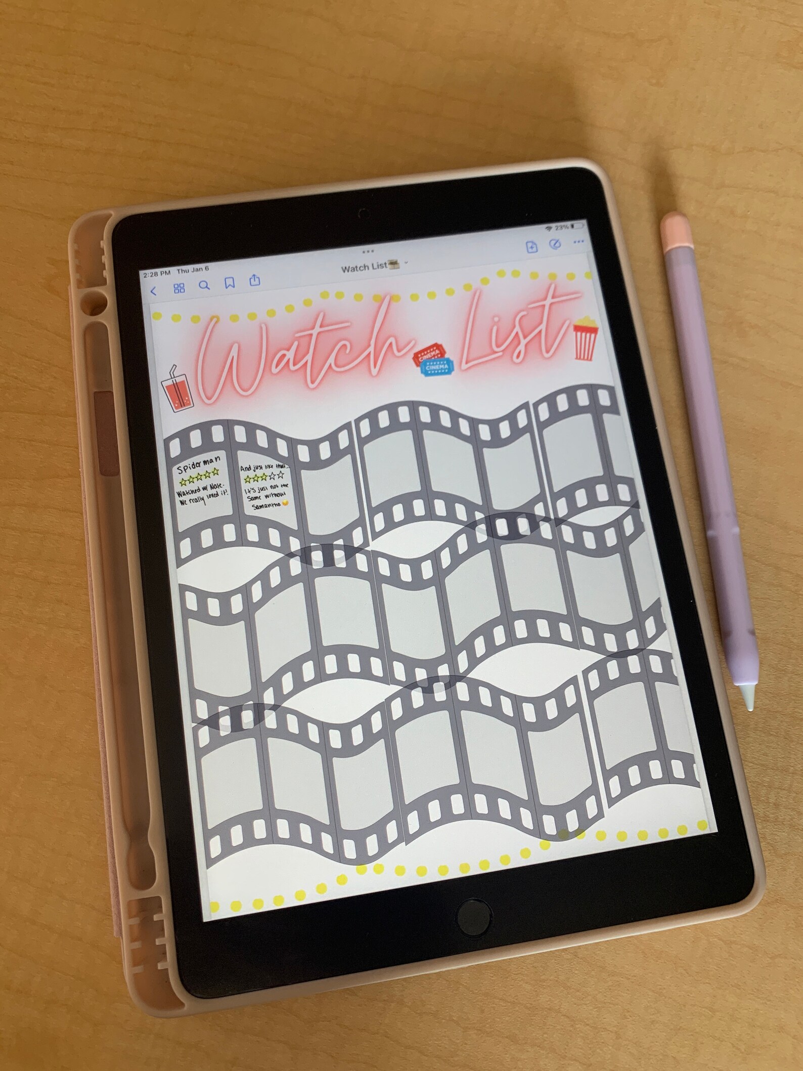 Watch List Template/printable for Digital Planning Ipad | Etsy