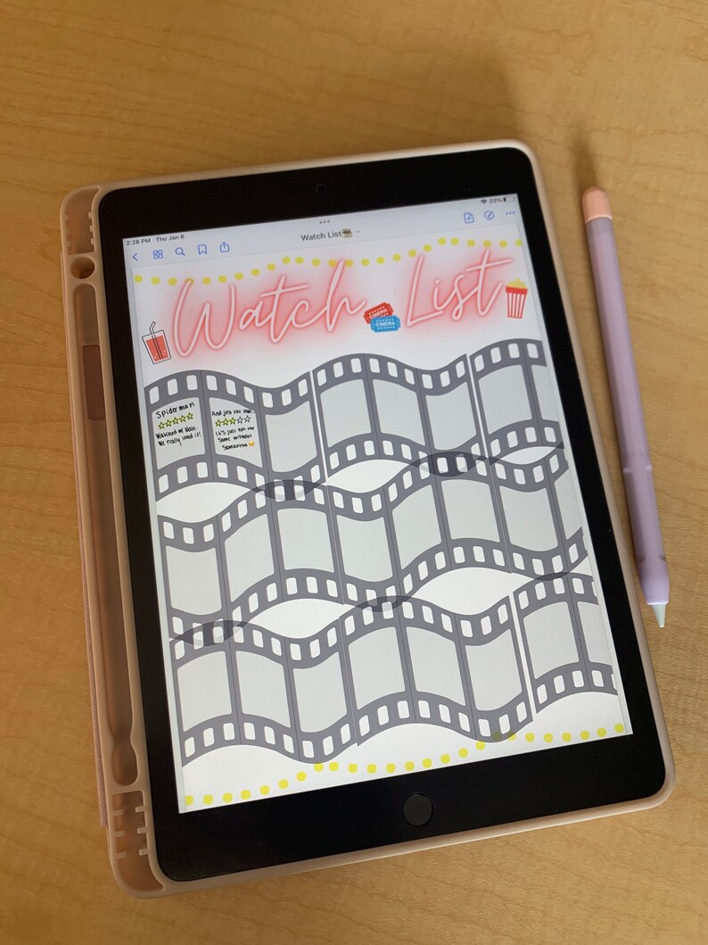 Watch List Template/printable for Digital Planning iPad Goodnotes Pdf ...