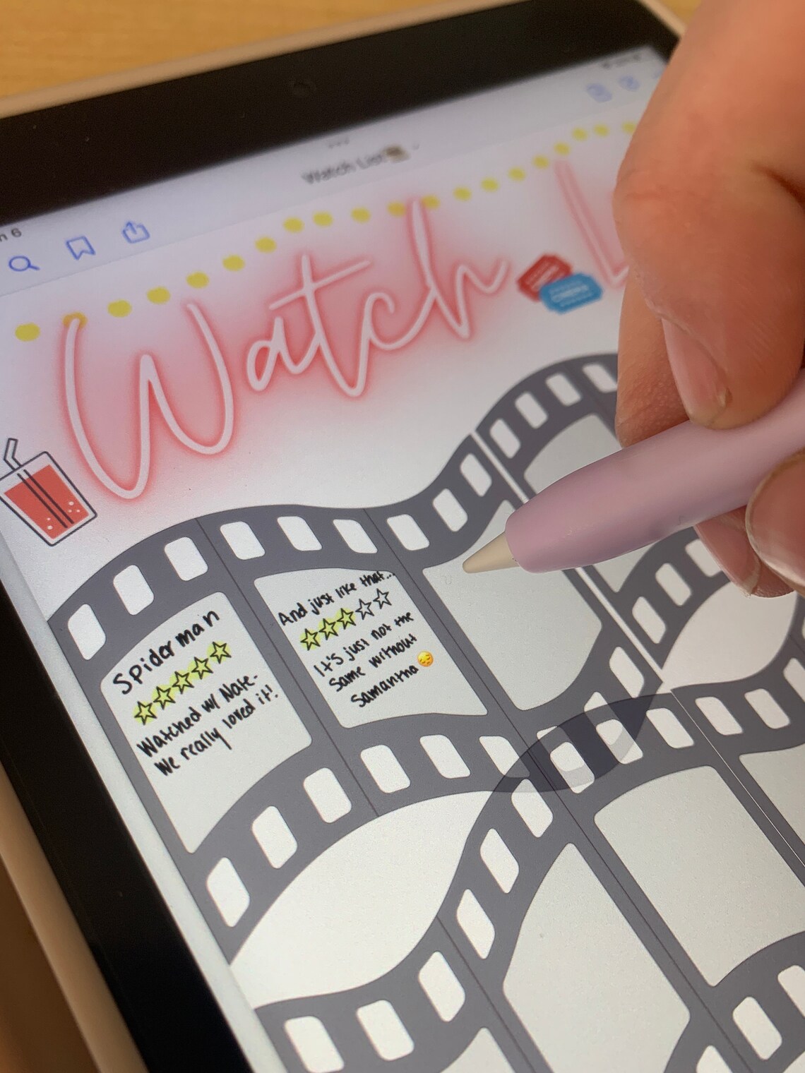 Watch List Template/printable for Digital Planning iPad Goodnotes Pdf ...