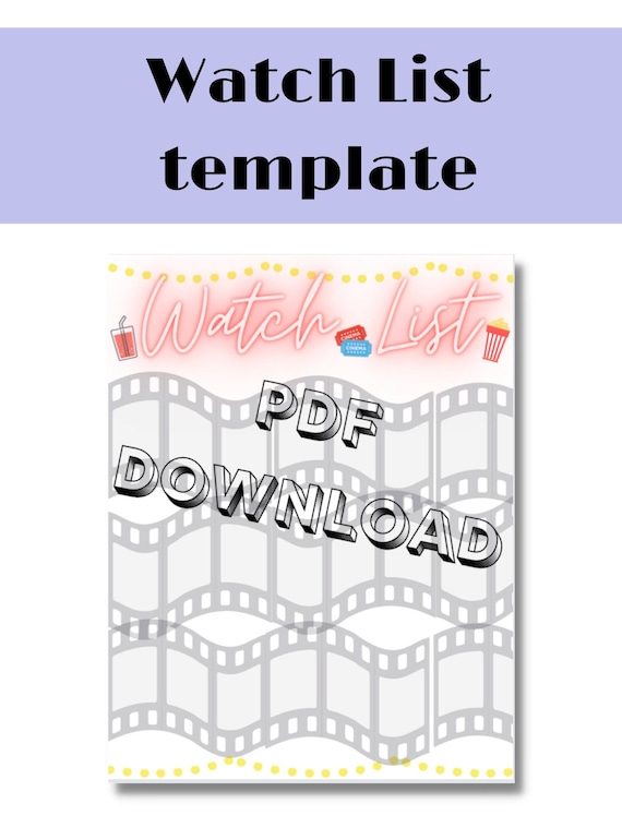Watch List Template/printable for Digital Planning Ipad | Etsy