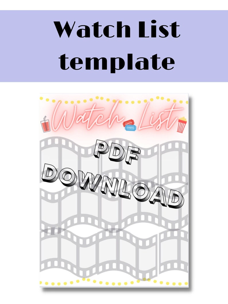 Watch List Template/printable for Digital Planning iPad Goodnotes Pdf ...