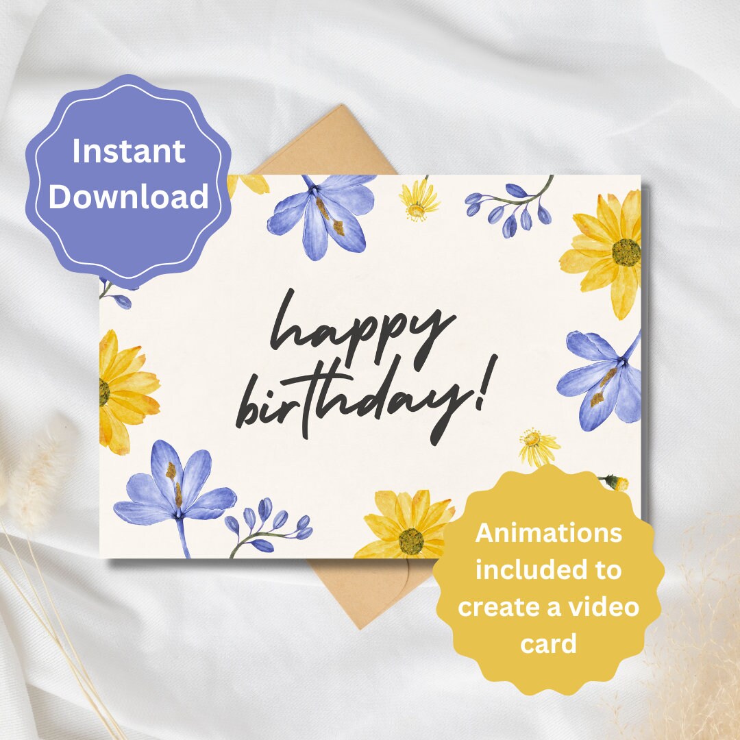 Happy Birthday Card Digital and Printable Card Colorful Theme Digital ...