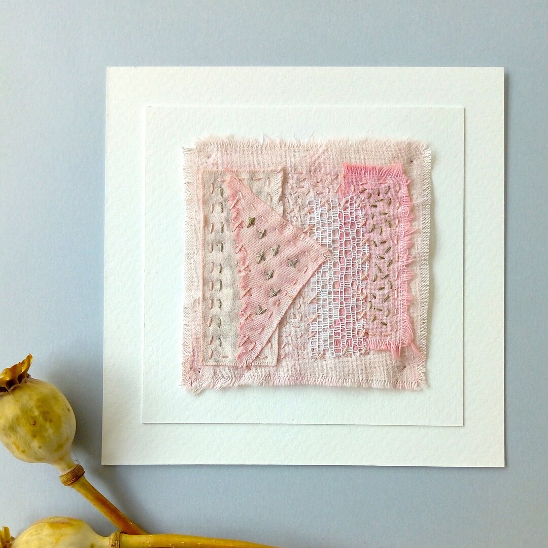 Original Abstract Mixed Media Textile Art, Slow Stitched, Hand Stitched ...