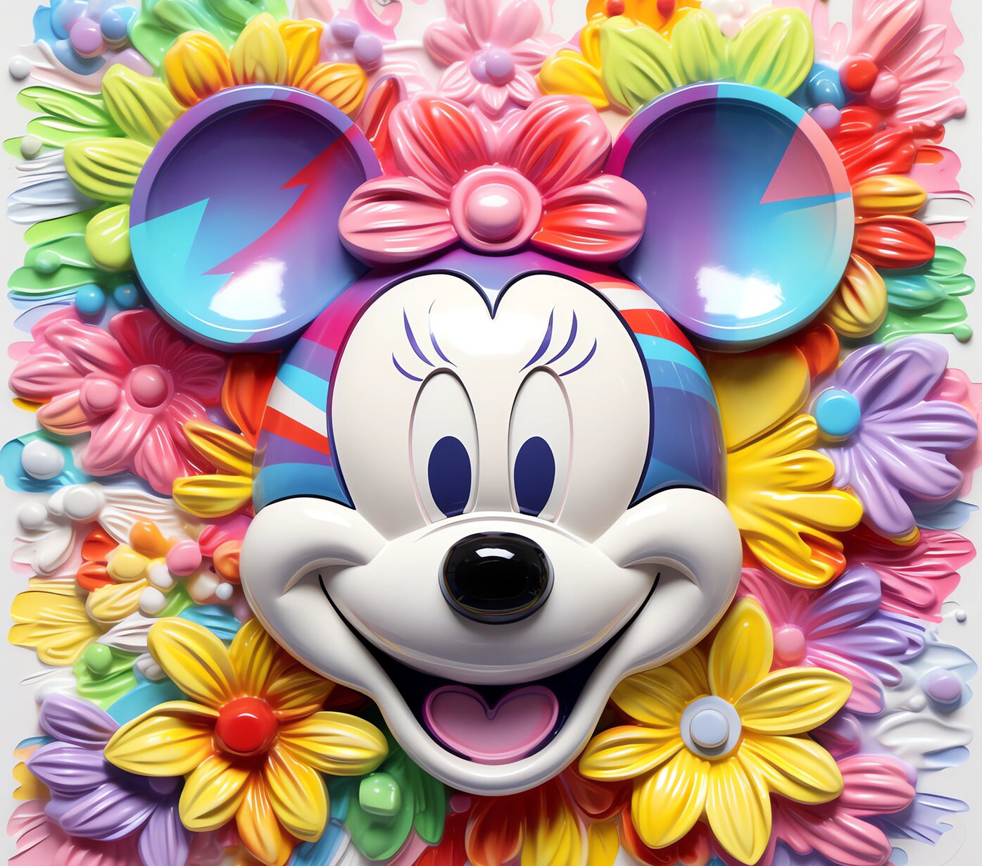 3D Multi Color Mini Mouse With Color Flower Tumbler - Etsy