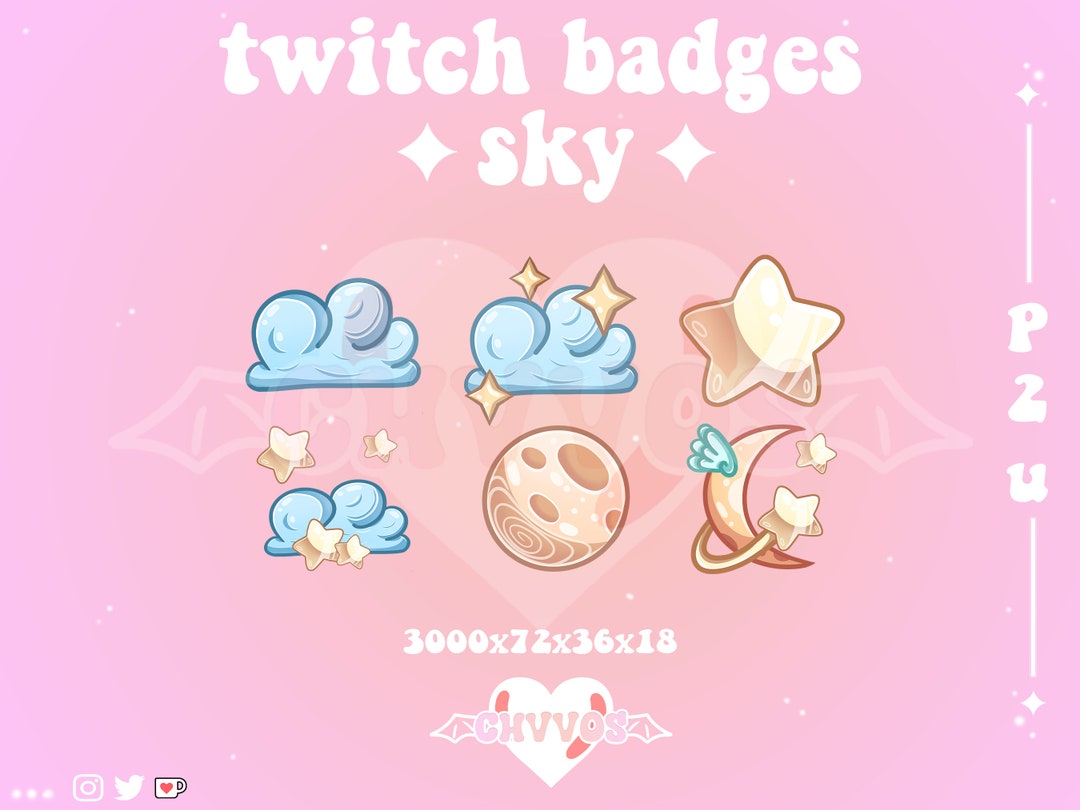 Cute Sky Badges for Twitch Subscriber Badges Twitch Clouds Stars Moons ...