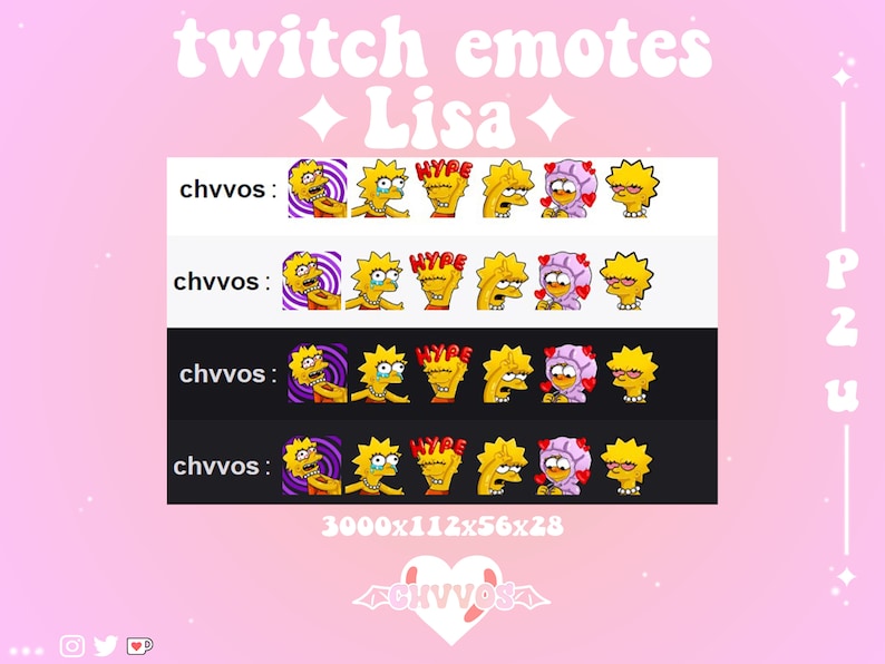 Cute Lisa Emote Pack Simpsons Emotes Lisa Twitch Discord Youtube Cute ...