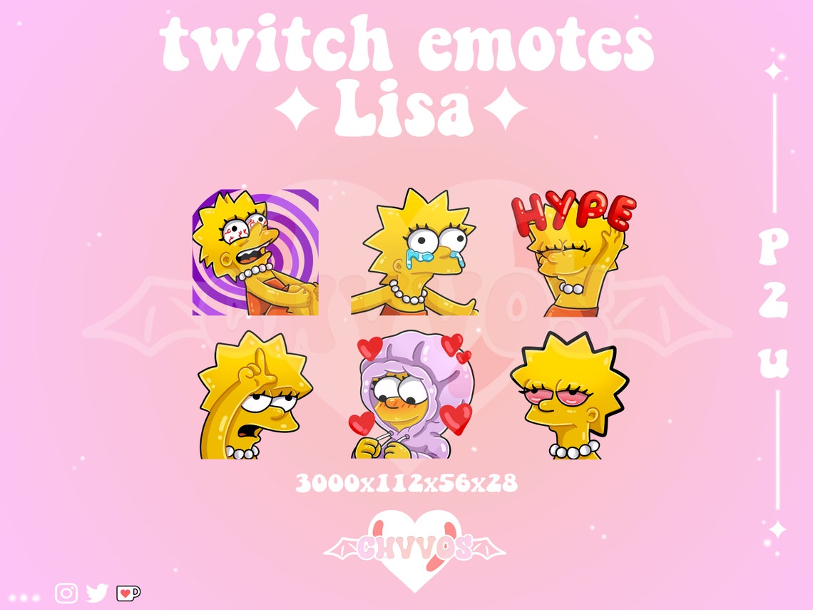 Cute Lisa Emote Pack Simpsons Emotes Lisa Twitch Discord Youtube Cute ...