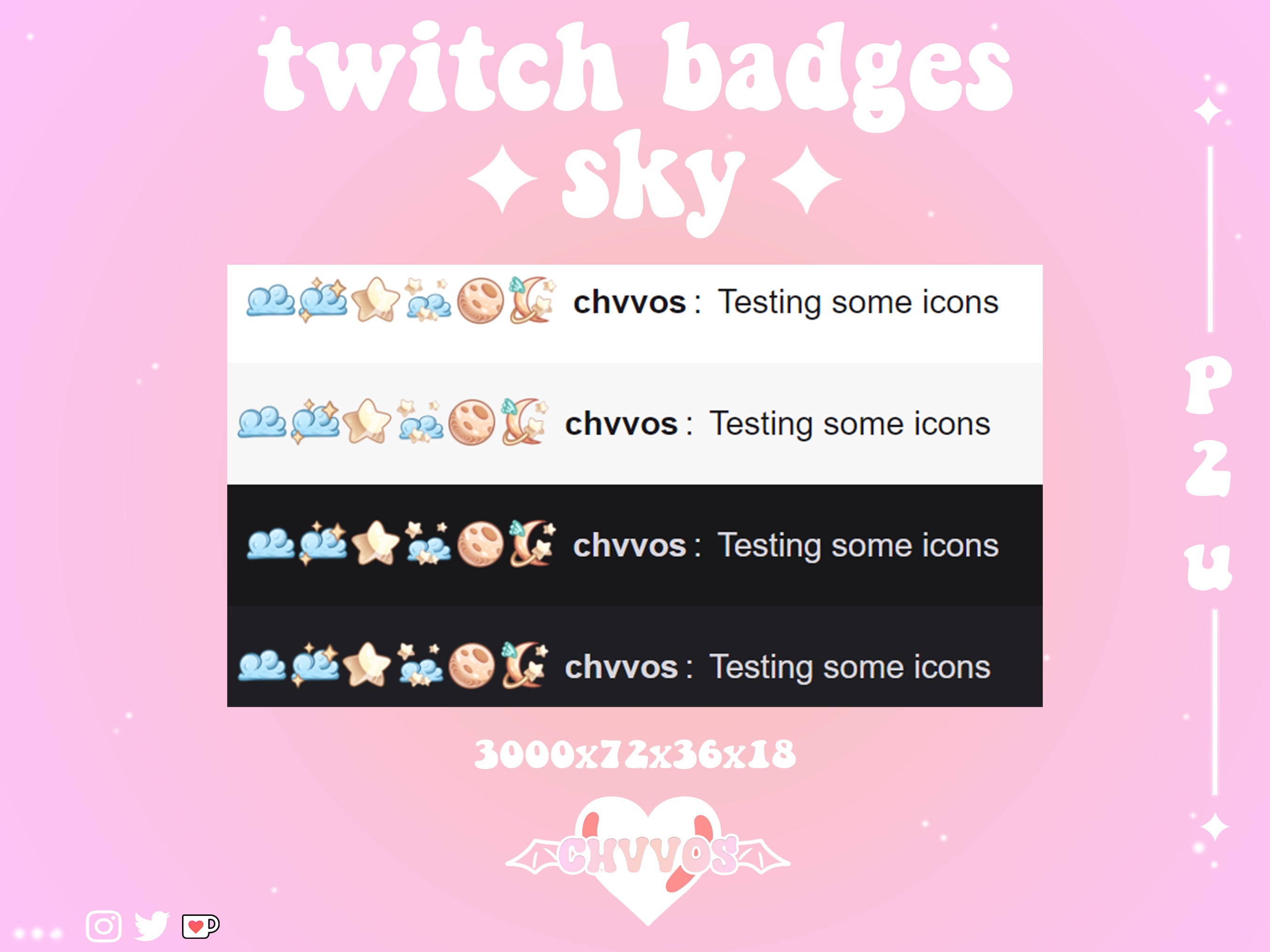 Cute Sky Badges for Twitch Subscriber Badges Twitch Clouds Stars Moons ...