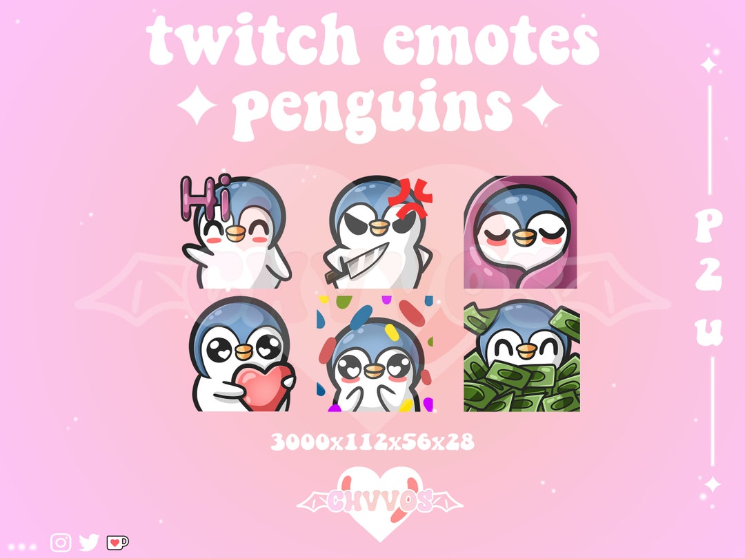 Cute Penguins Emote Pack Twitch Discord Youtube Kawaii - Etsy