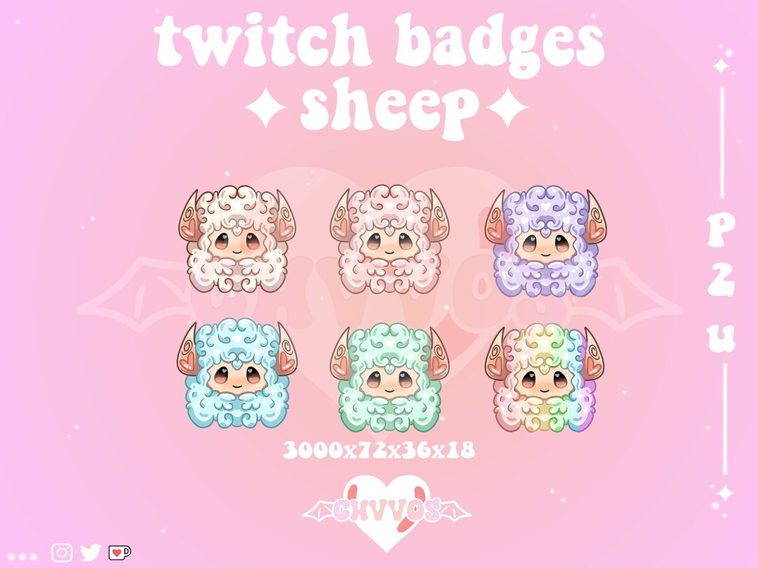 Cute Sheep Badges for Twitch Subscriber Badges Kawaii Sheeps Badges Sub ...