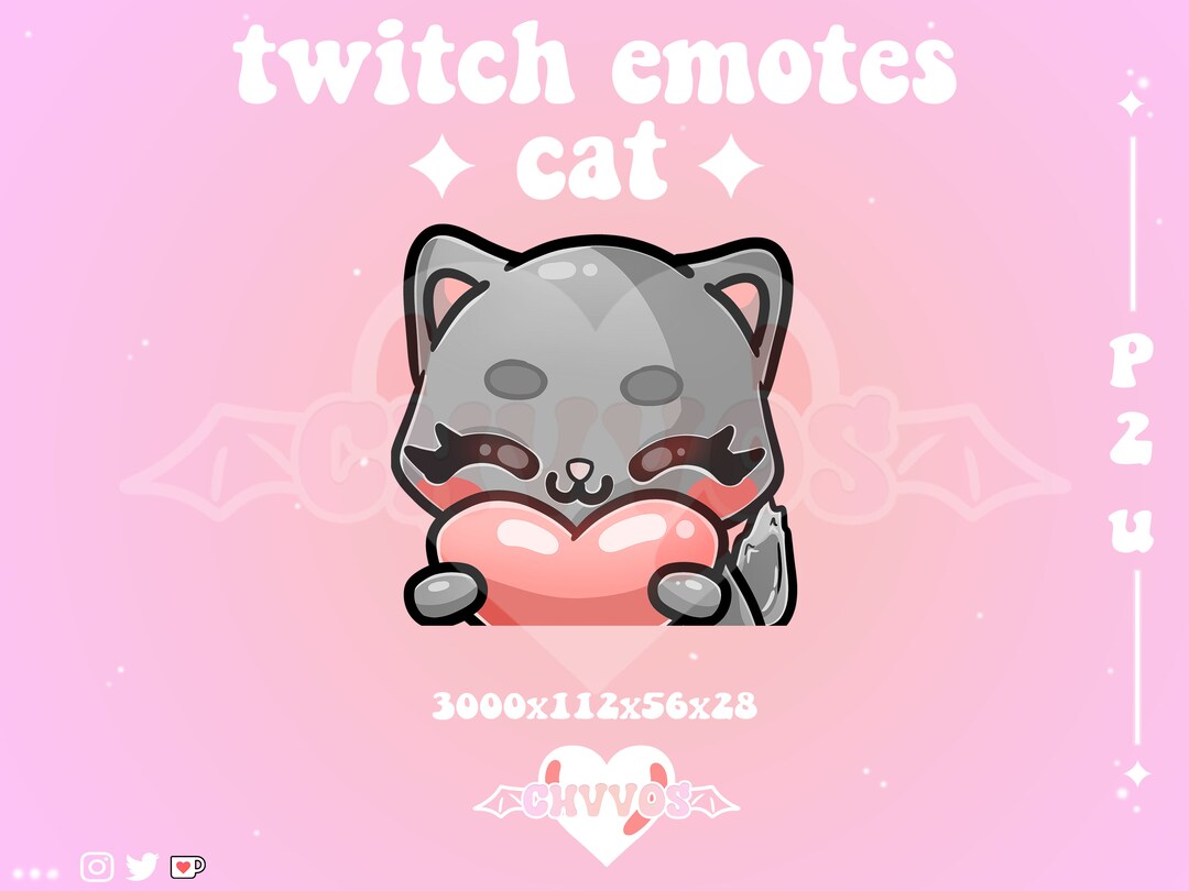Cute Little Gray Cat Emote Twitch Emote Discord Emote Youtube Cat Love ...