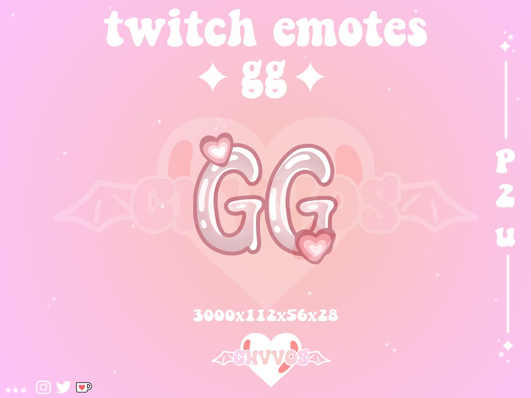 Cute Pink GG Emote for Twitch Discord Emote Youtube Emote Kawaii GG - Etsy